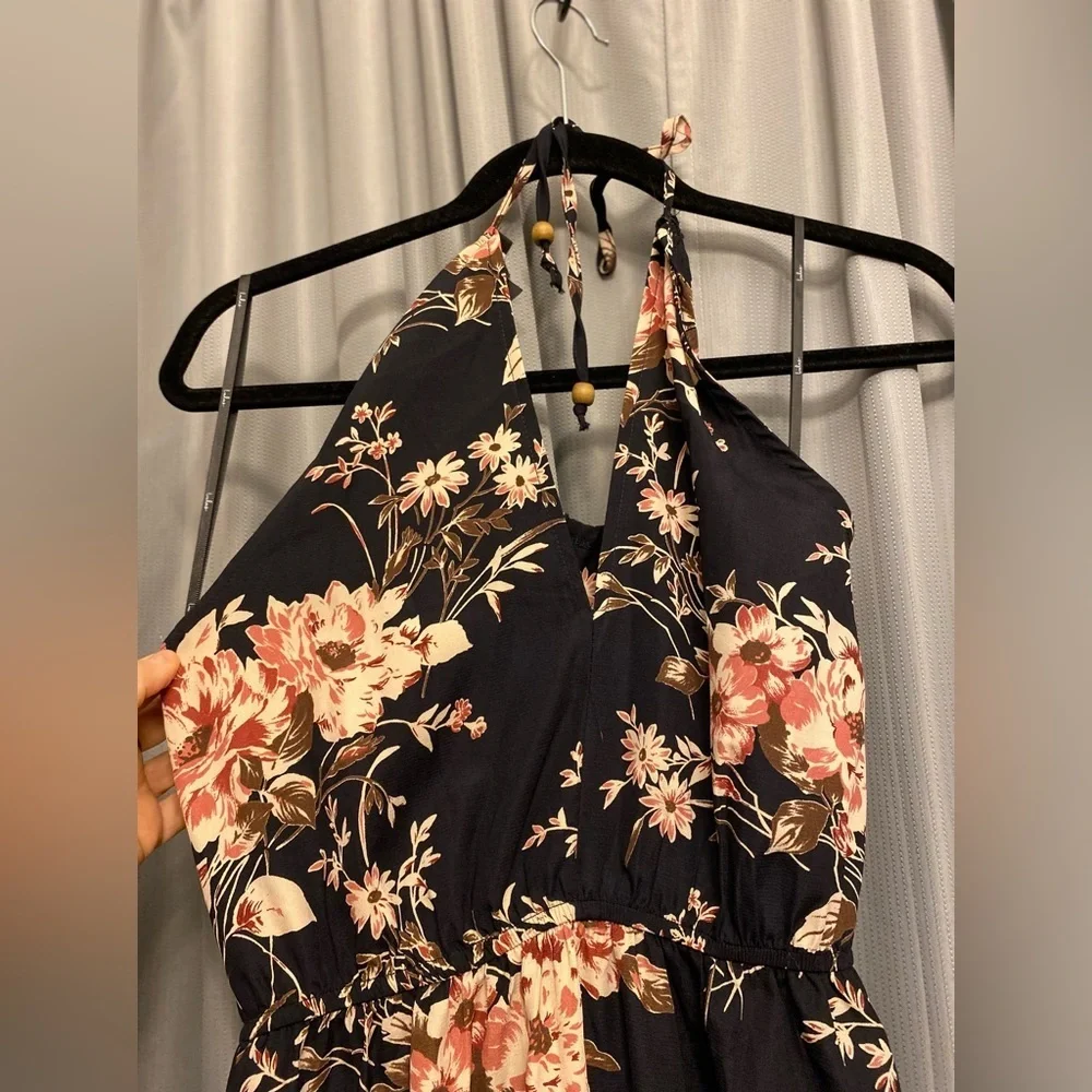 Lulus | Dresses | Lulus Feel The Music Midnight Navy Floral Maxi Dress ...